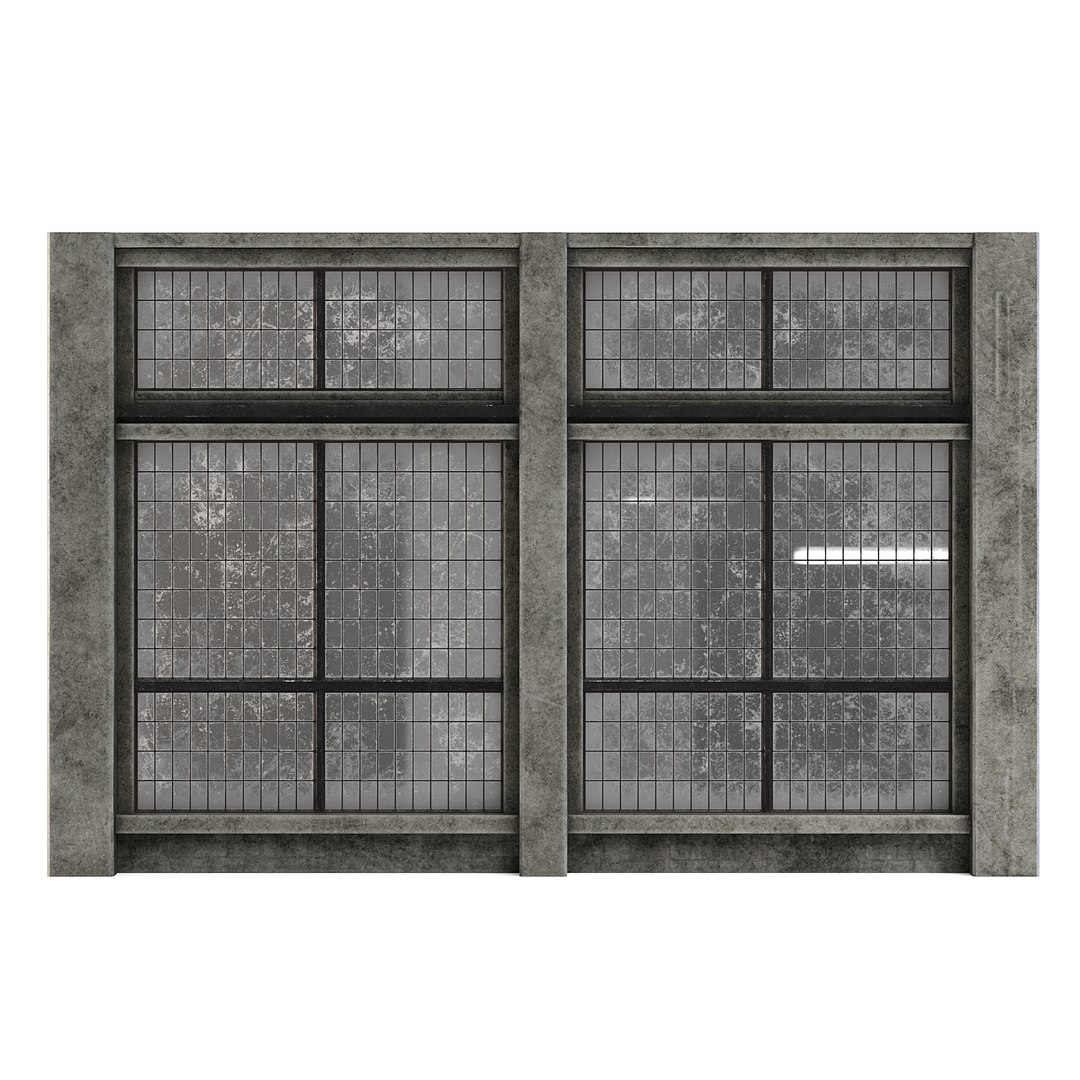 3D Factory Front Wall With Windows - TurboSquid 2255563
