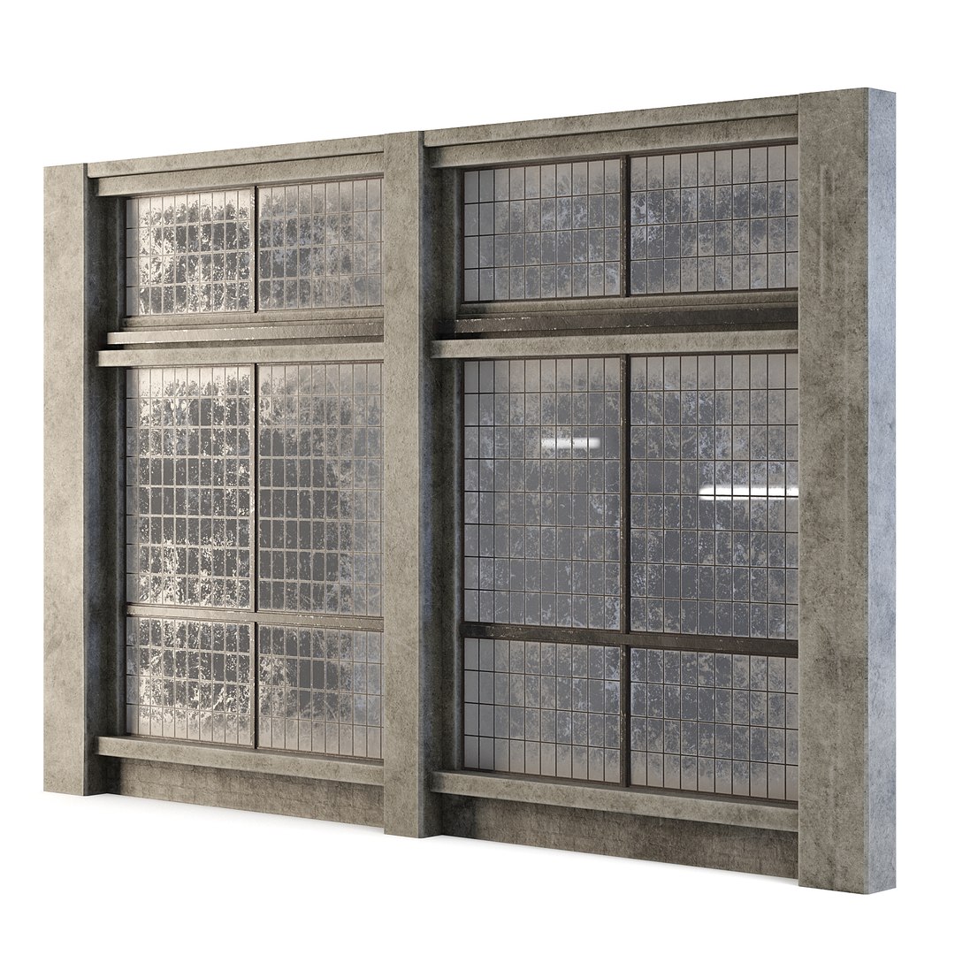 3D Factory Front Wall With Windows - TurboSquid 2255563