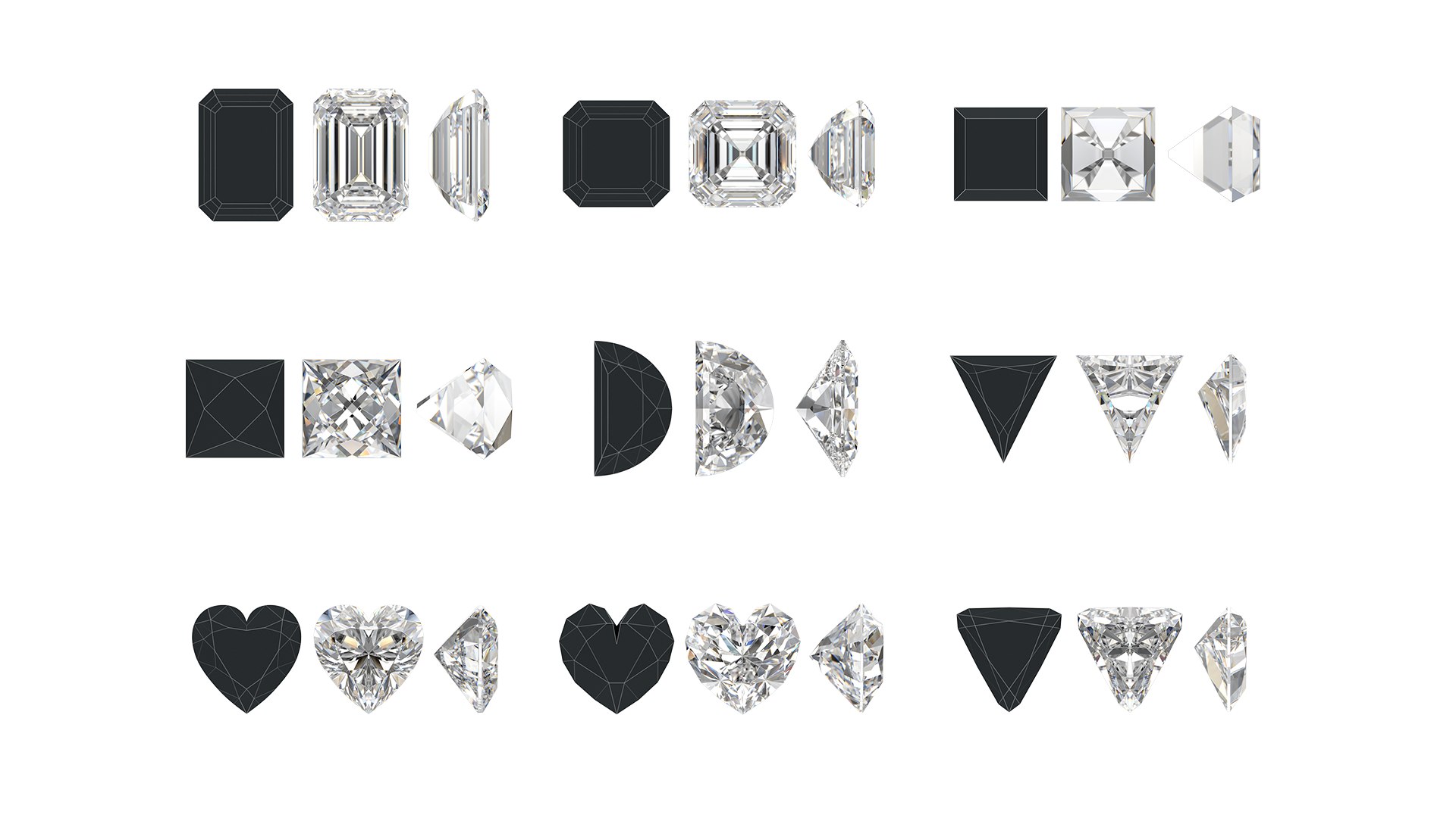 30 Gemstone Shapes 3D Models for Jewelry Design model - TurboSquid 2064816