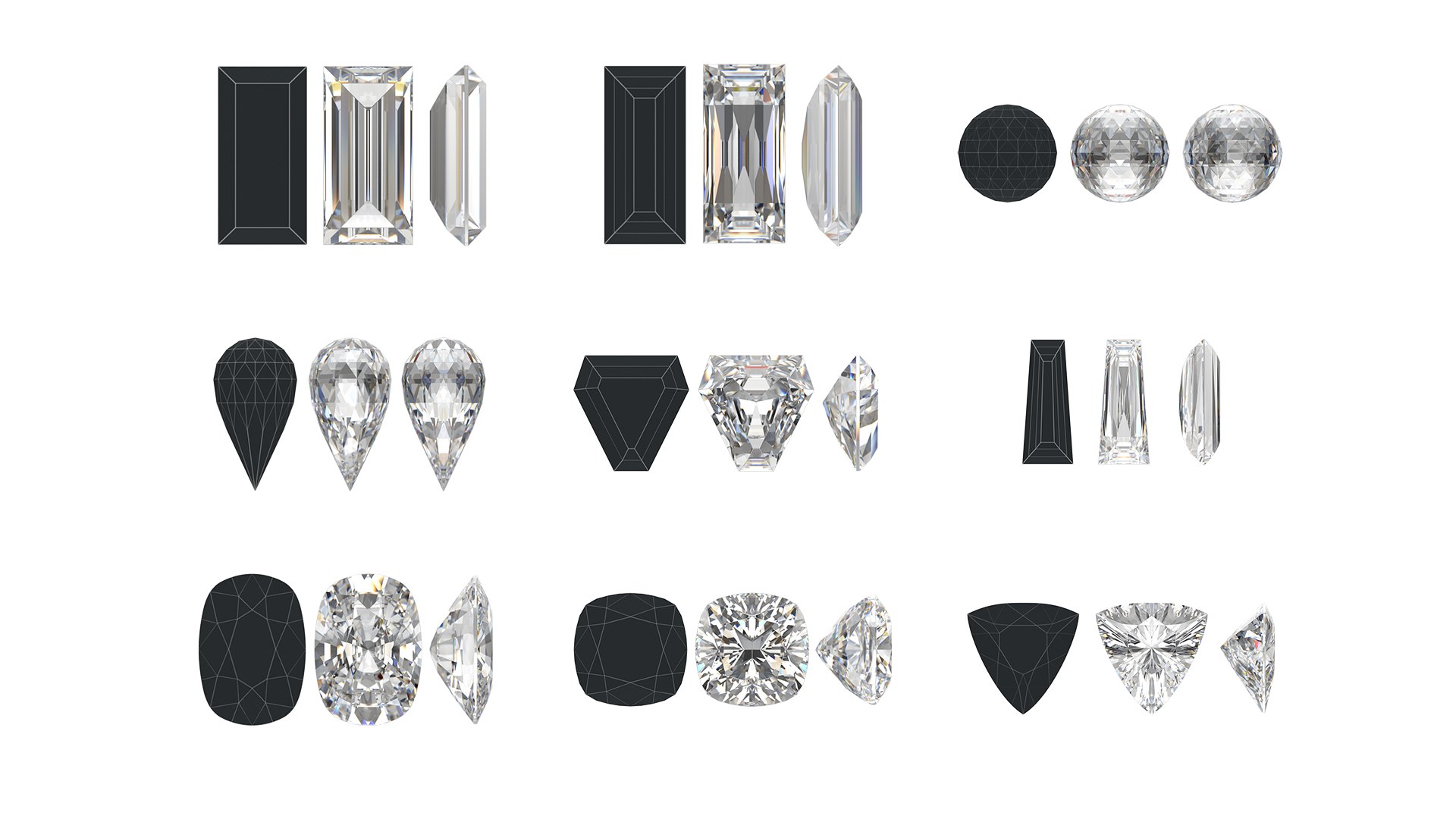 30 Gemstone Shapes 3D Models for Jewelry Design model - TurboSquid 2064816