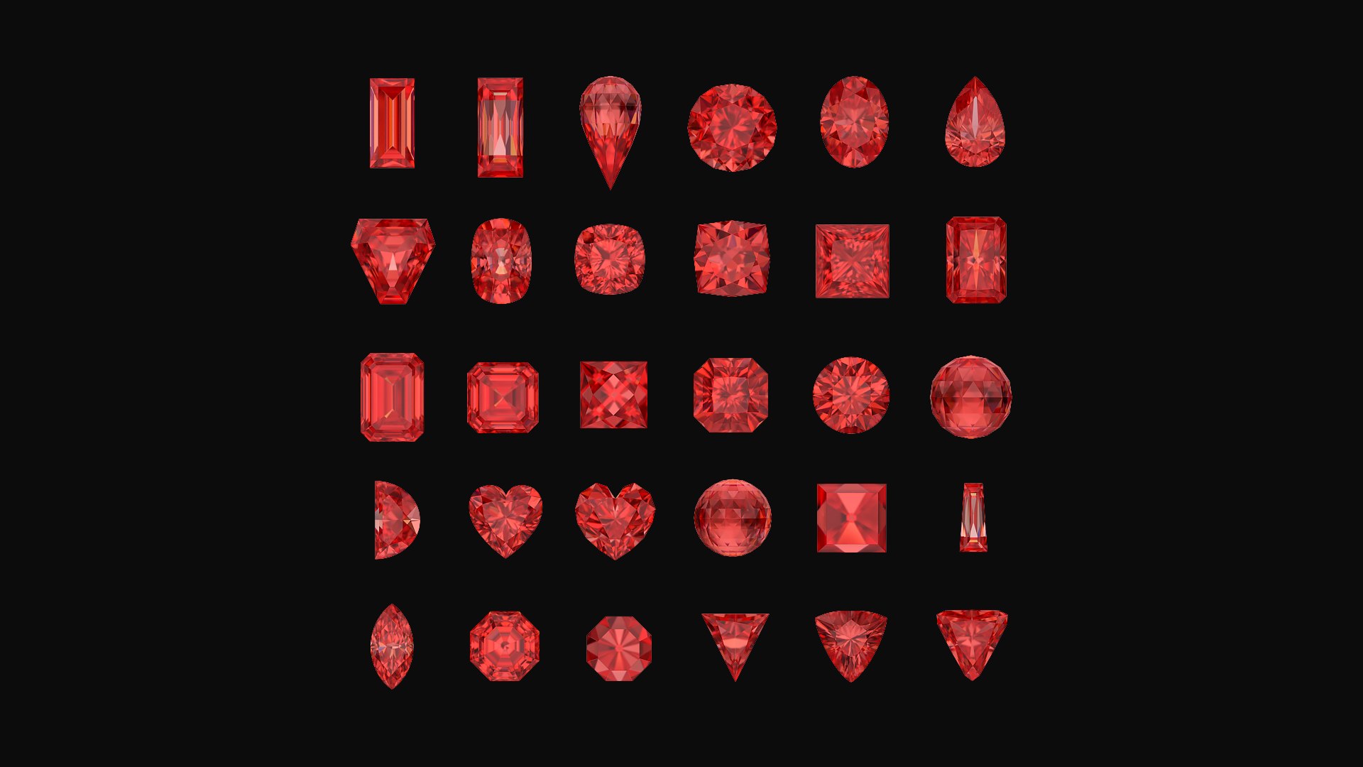 30 Gemstone Shapes 3D Models for Jewelry Design model - TurboSquid 2064816
