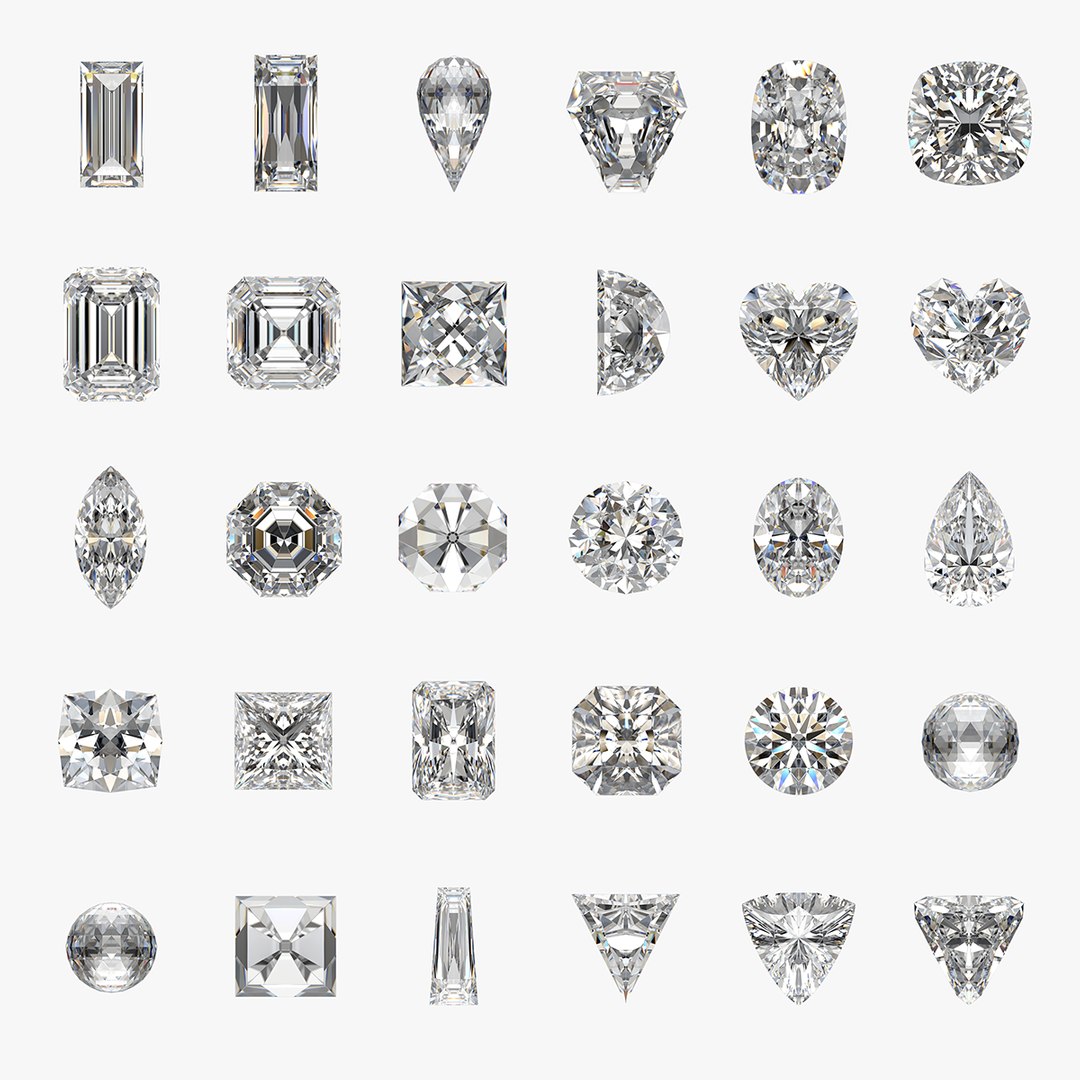 30 Gemstone Shapes 3D Models for Jewelry Design model - TurboSquid 2064816