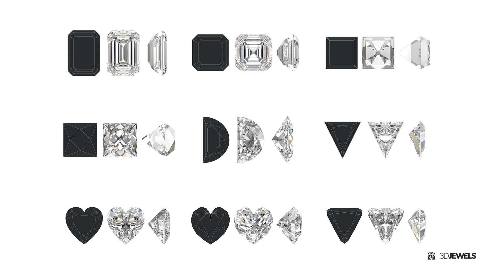 30 Gemstone Shapes 3D Models For Jewelry Design Model - TurboSquid 2064816