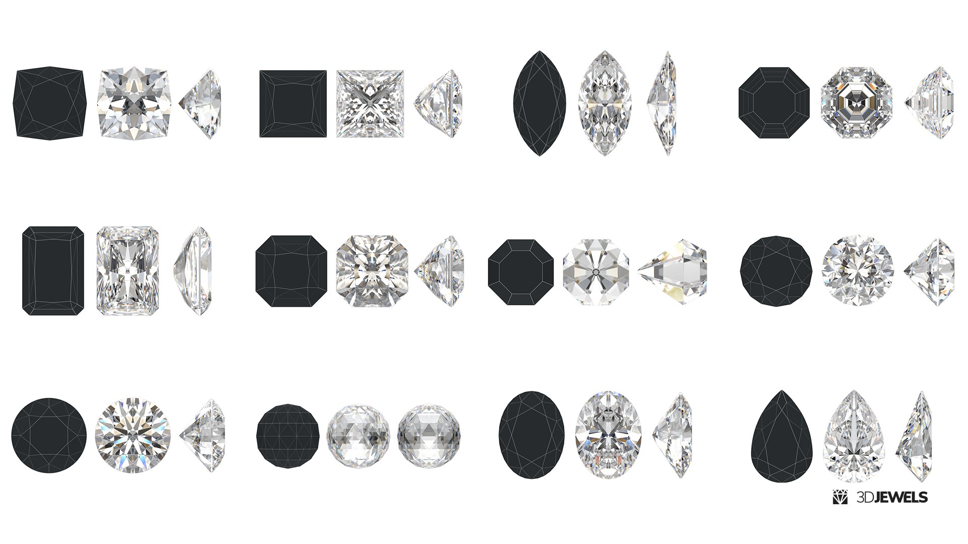 30 Gemstone Shapes 3D Models For Jewelry Design Model - TurboSquid 2064816