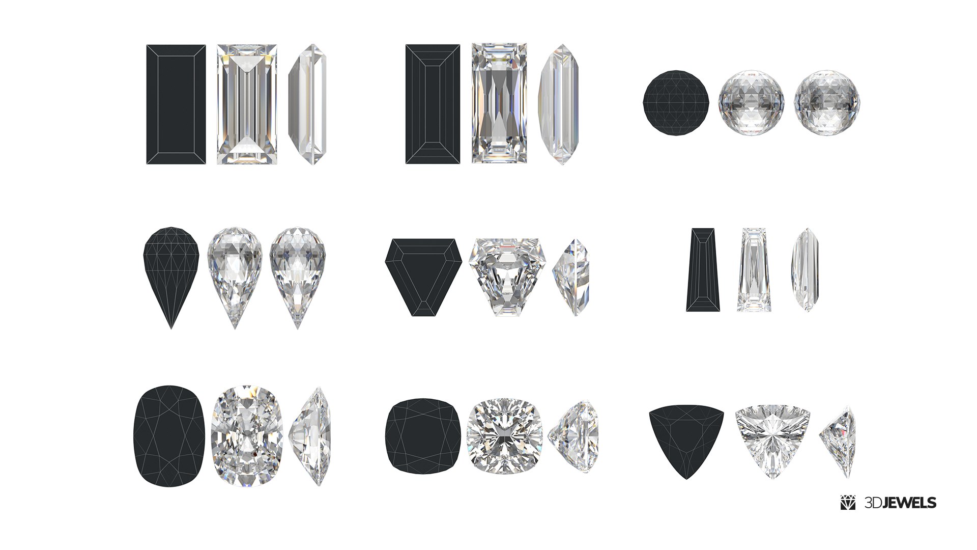 30 Gemstone Shapes 3D Models For Jewelry Design Model - TurboSquid 2064816