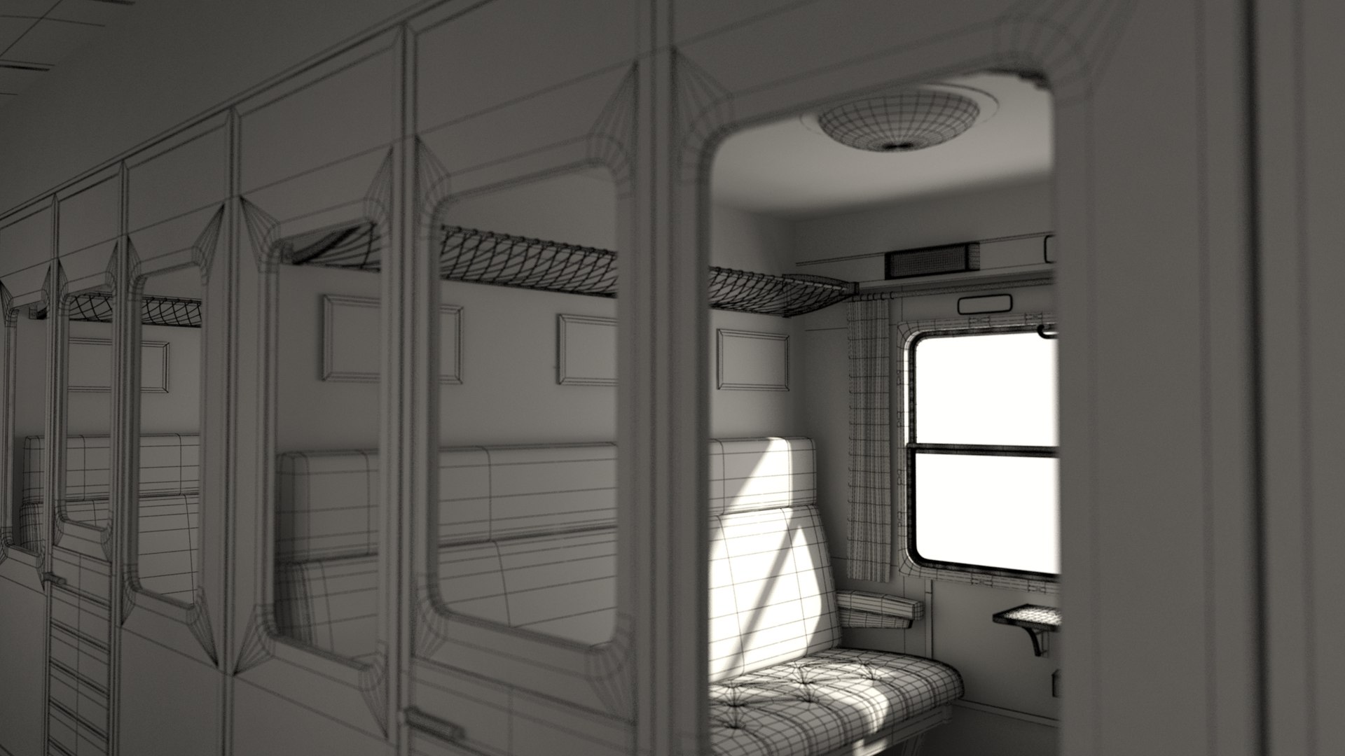 3D Model Old Train Interior With Compartments 01 - TurboSquid 1894550