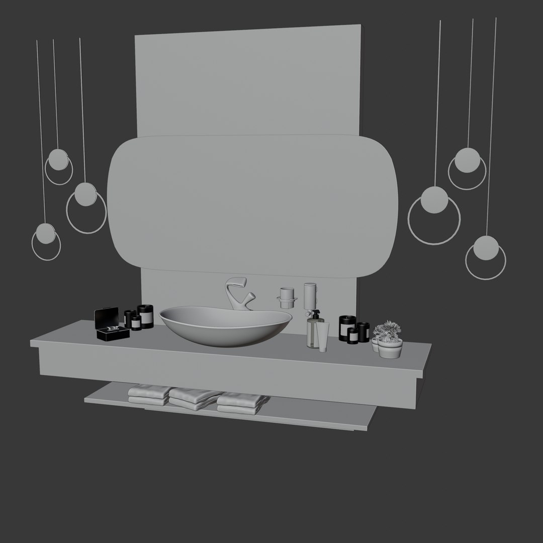 Wash Basin Area In Bathroom Model - TurboSquid 2192840