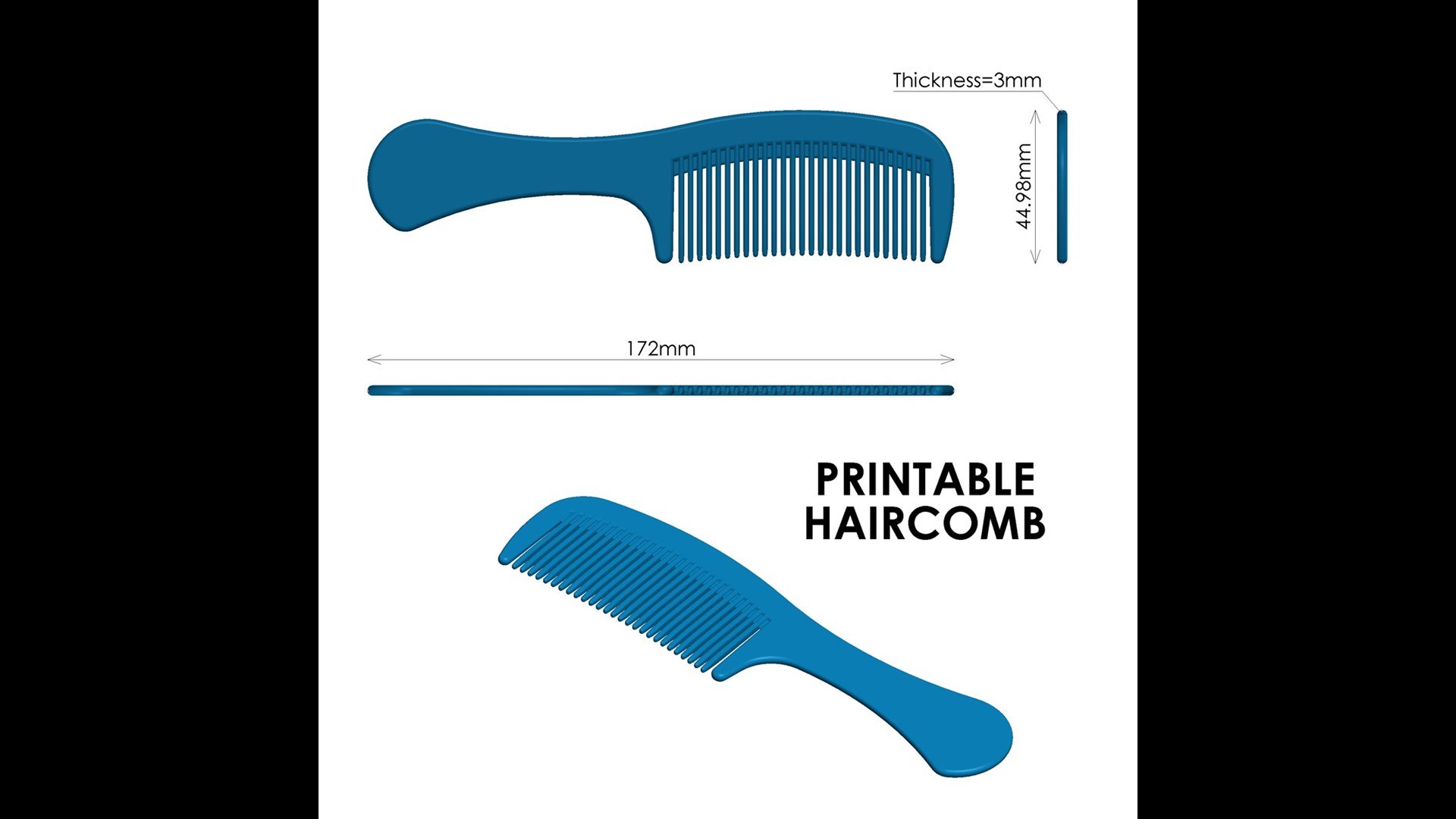 Printable Hair Comb 3D Model - TurboSquid 2288809