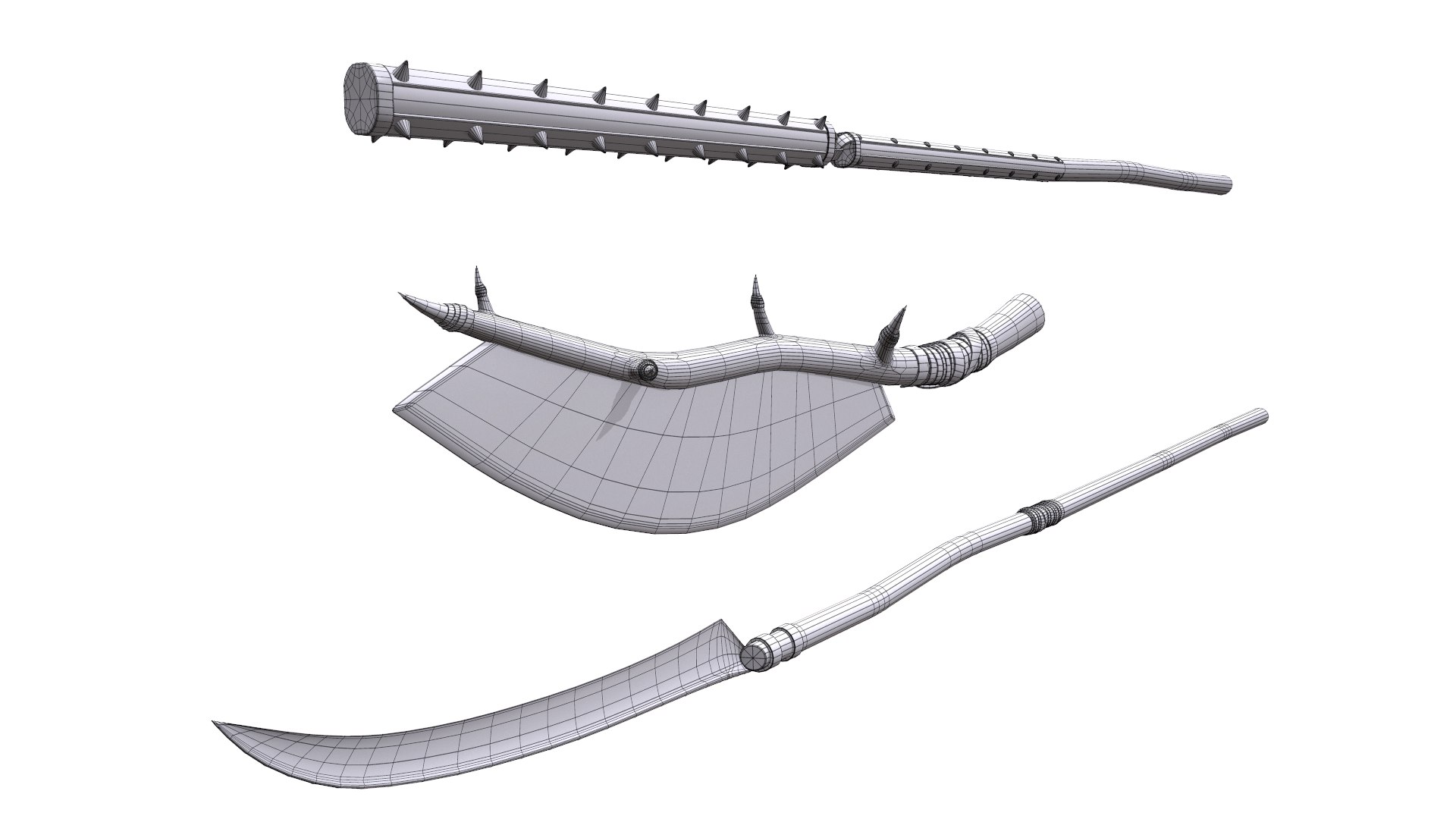 3D Model Flail Battle Ax And War Scythe - TurboSquid 1722816