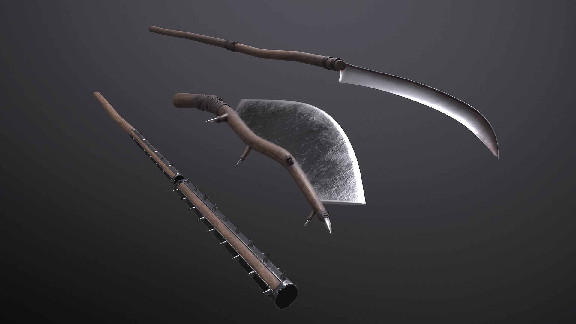 3D Model Flail Battle Ax And War Scythe - TurboSquid 1722816