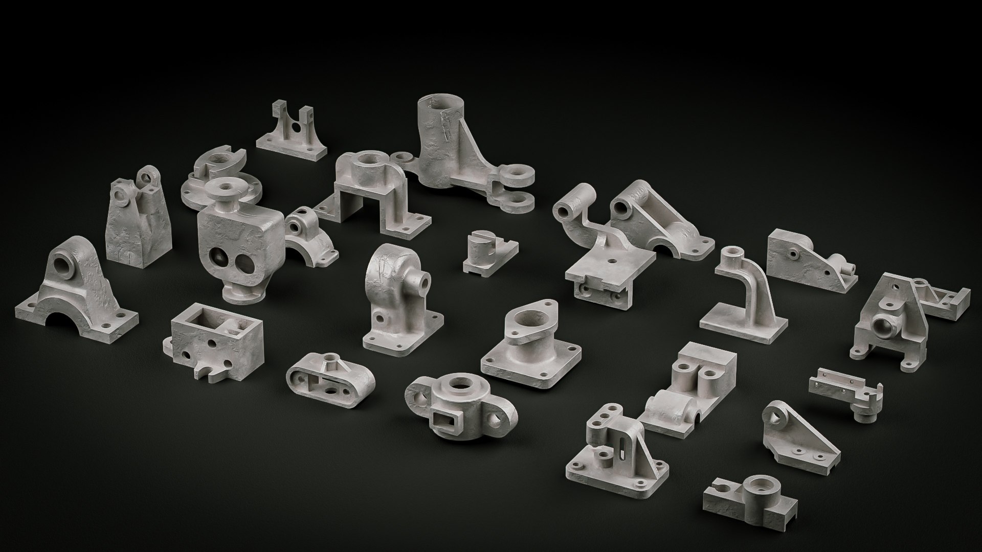 Building Blocks Kit Casted Parts Hard Surface ALUMINUM V7 3D model ...