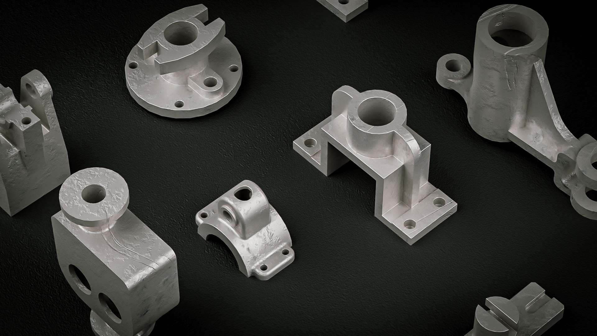 Building Blocks Kit Casted Parts Hard Surface ALUMINUM V7 3D model ...