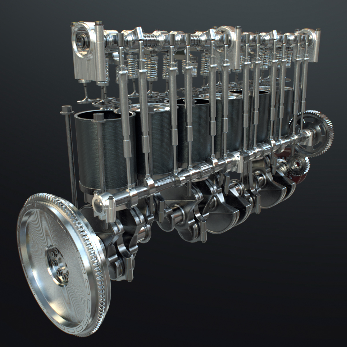 INLINE 6 엔진 작동 애니메이션 3D 모델 - TurboSquid 1981504