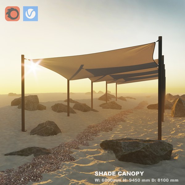 3D модель Shade Canopy vs rocks sand - TurboSquid 2047897