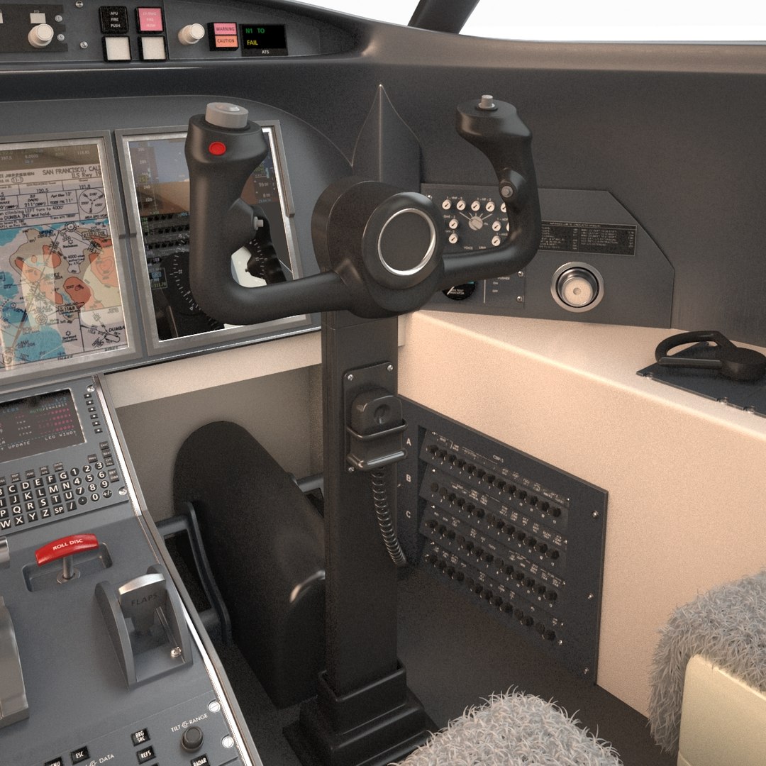 Challenger Bombardier 605 Cockpit 3d Max