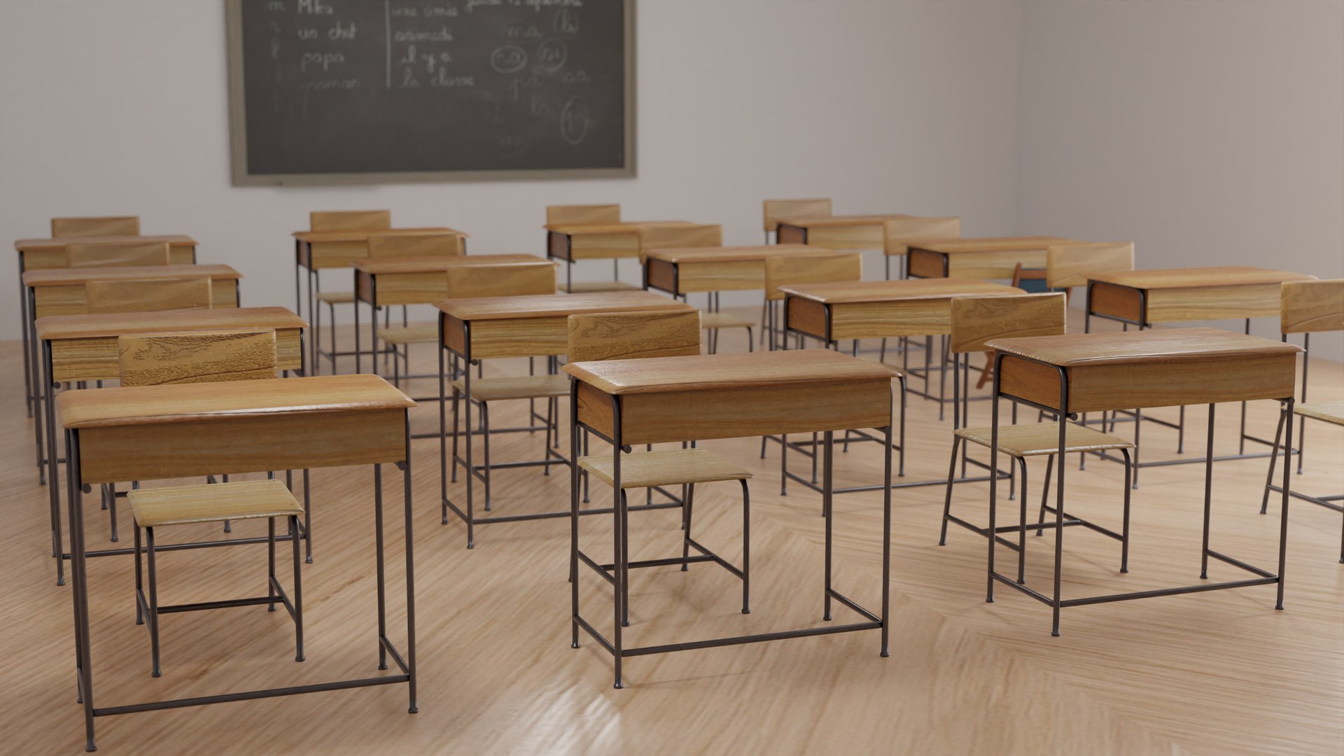 3D Model Chair And Table School - TurboSquid 2033611