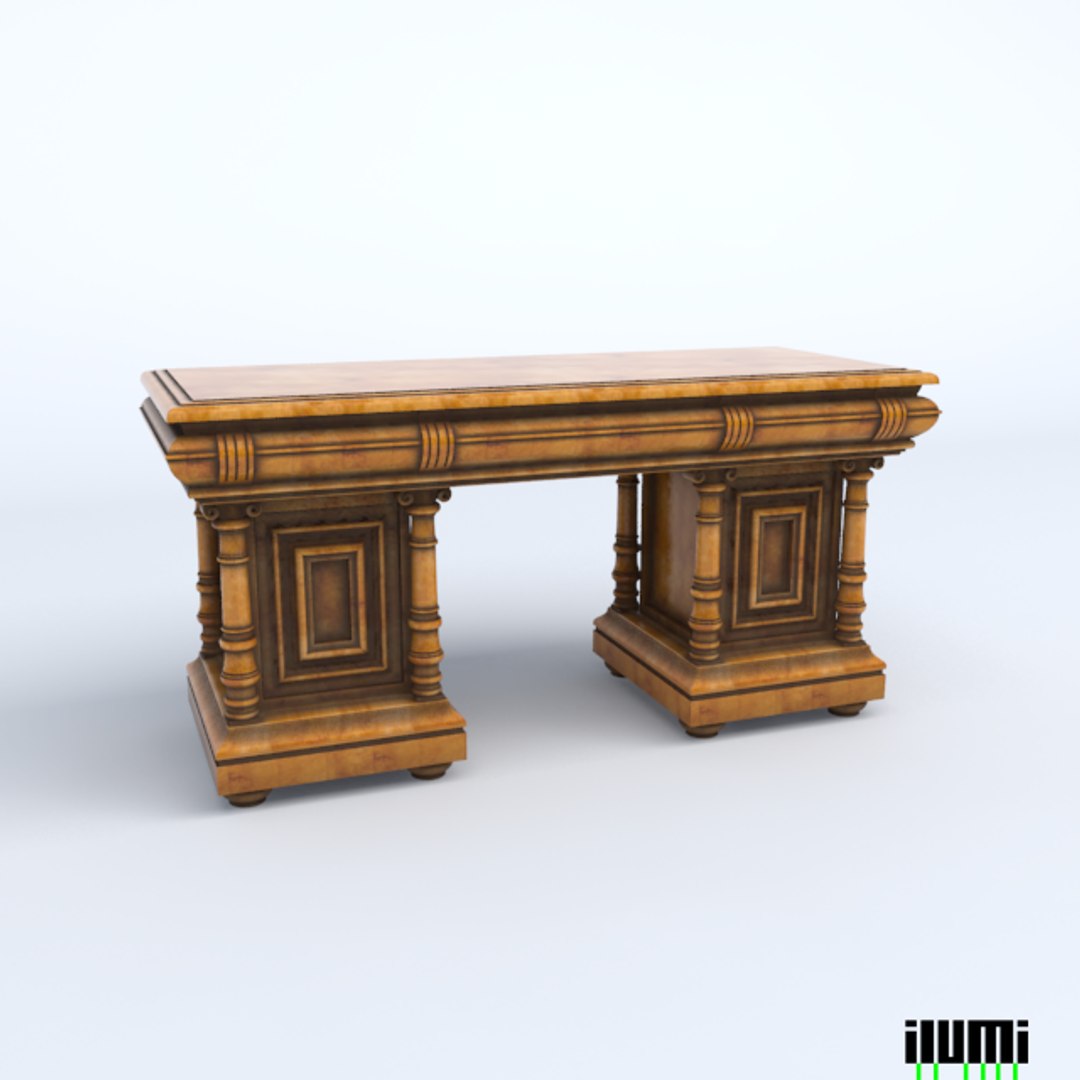 3d Baroque Style Writing Desk