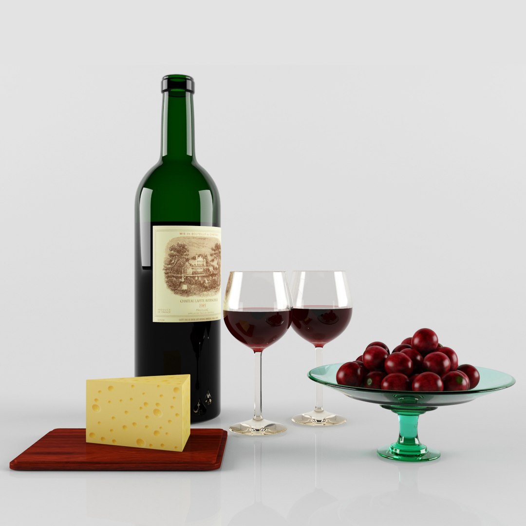 3d model grape wine bottle