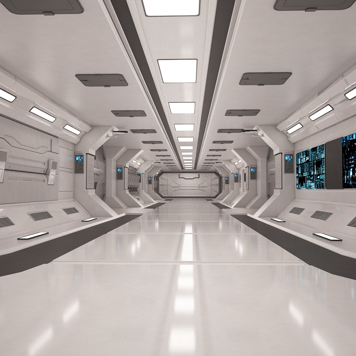 3D sci-fi spaceship corridor model - TurboSquid 1271267