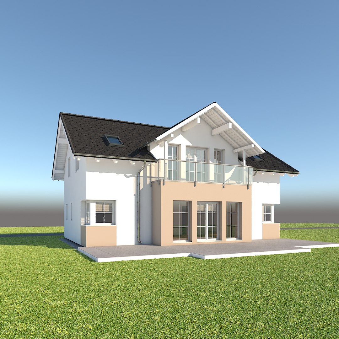 3d model modern family home