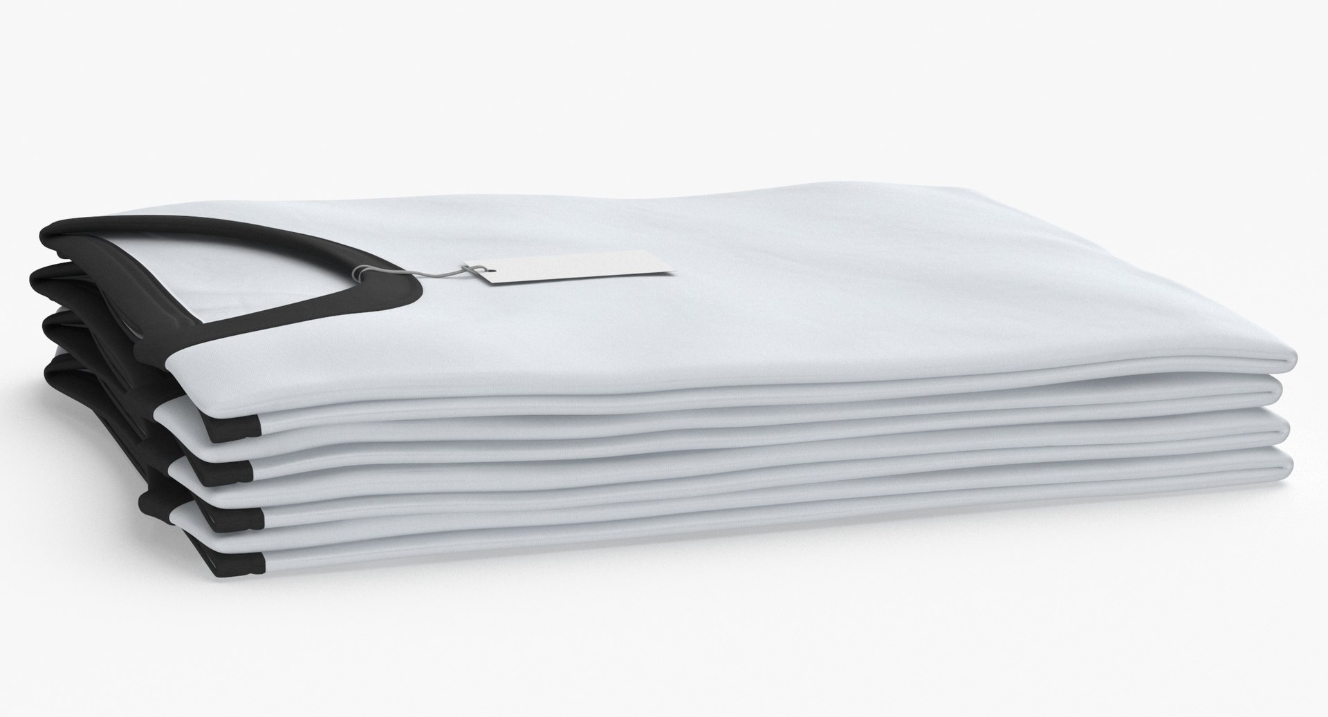 3D Female Crew Neck Folded Stacked With Tag White and Black 01 ...