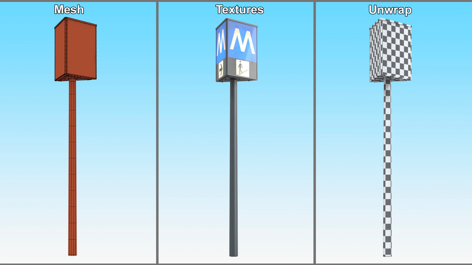 Metro Wayfinding Sign Blue Model - TurboSquid 2382847