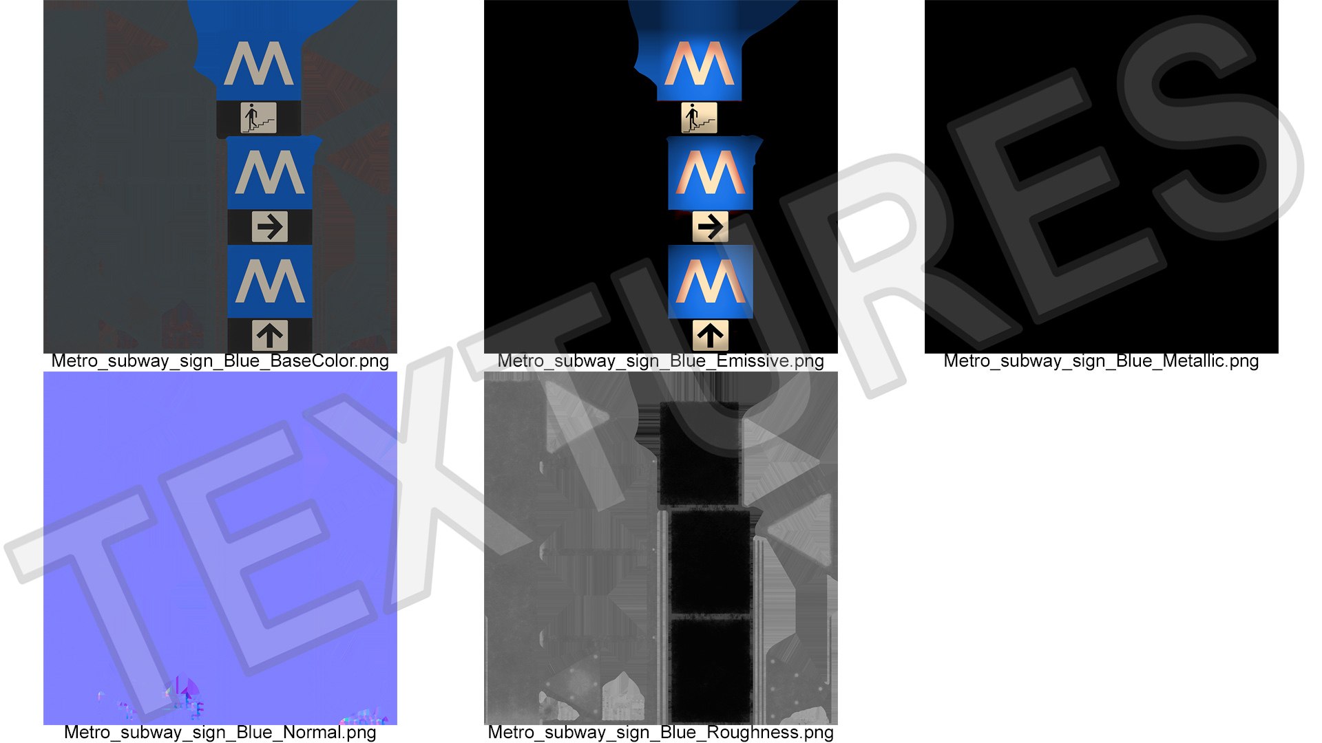 Metro Wayfinding Sign Blue Model - TurboSquid 2382847