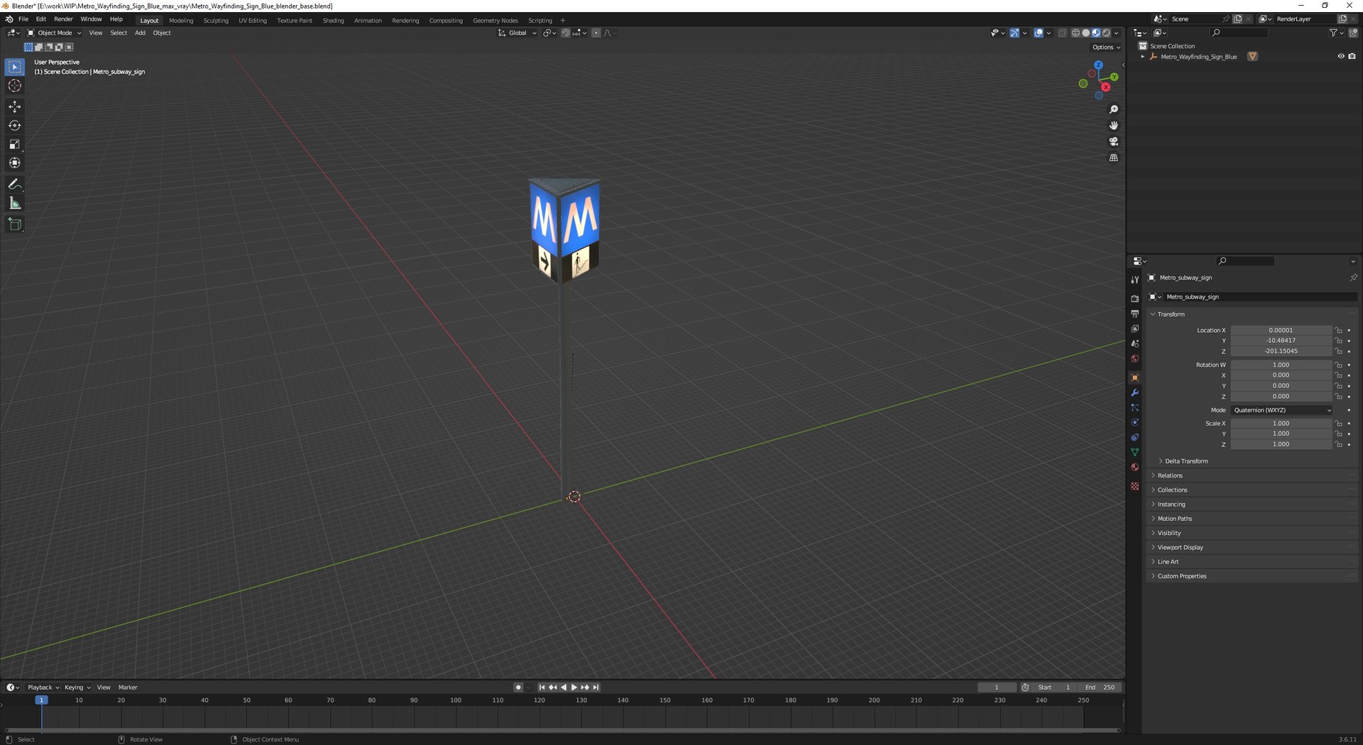 Metro Wayfinding Sign Blue Model - TurboSquid 2382847