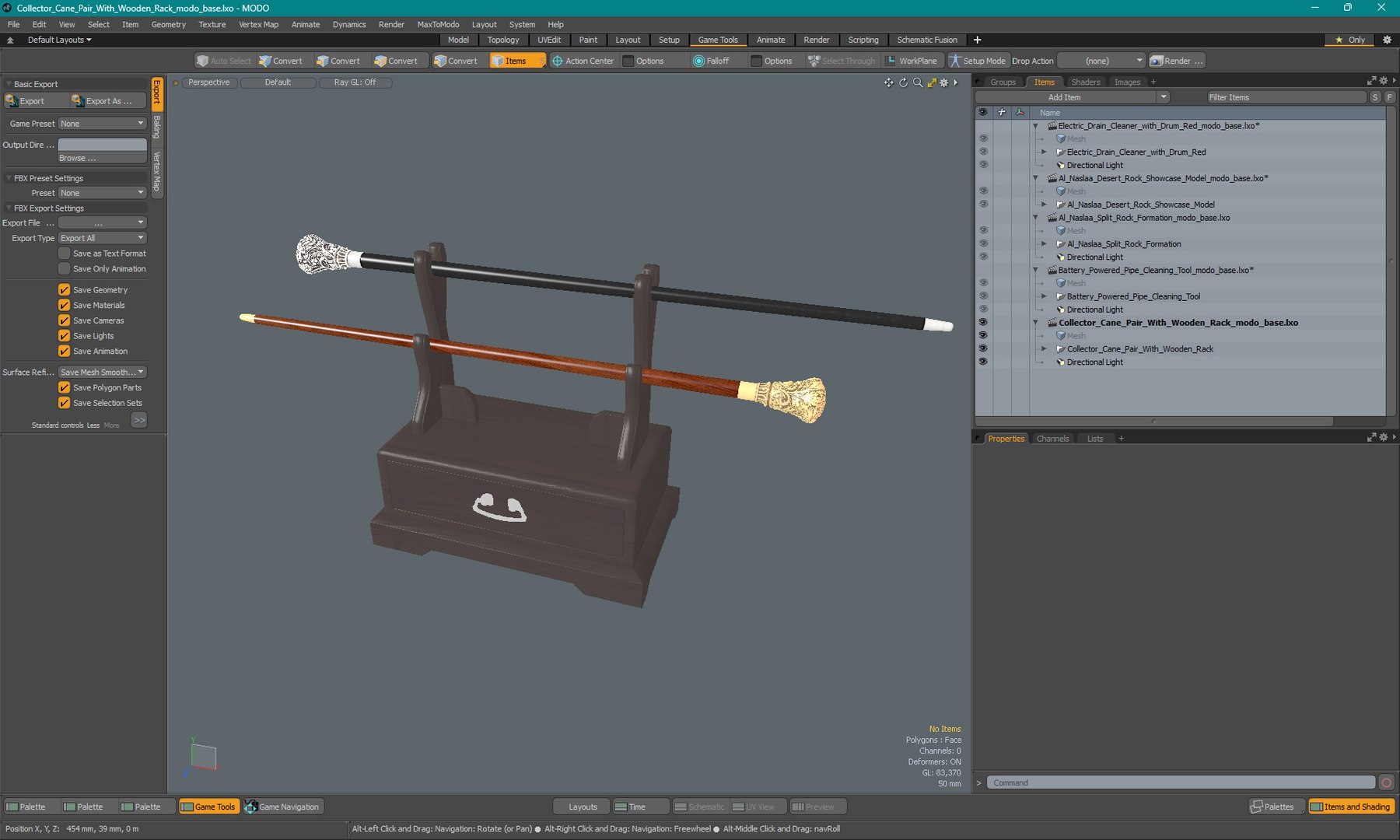 3D Model Collector Cane Pair With Wooden Rack - TurboSquid 2399470