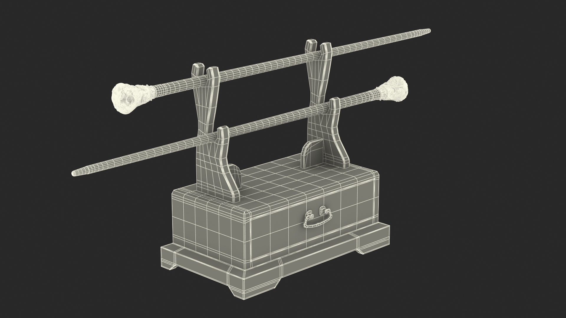 3D Model Collector Cane Pair With Wooden Rack - TurboSquid 2399470