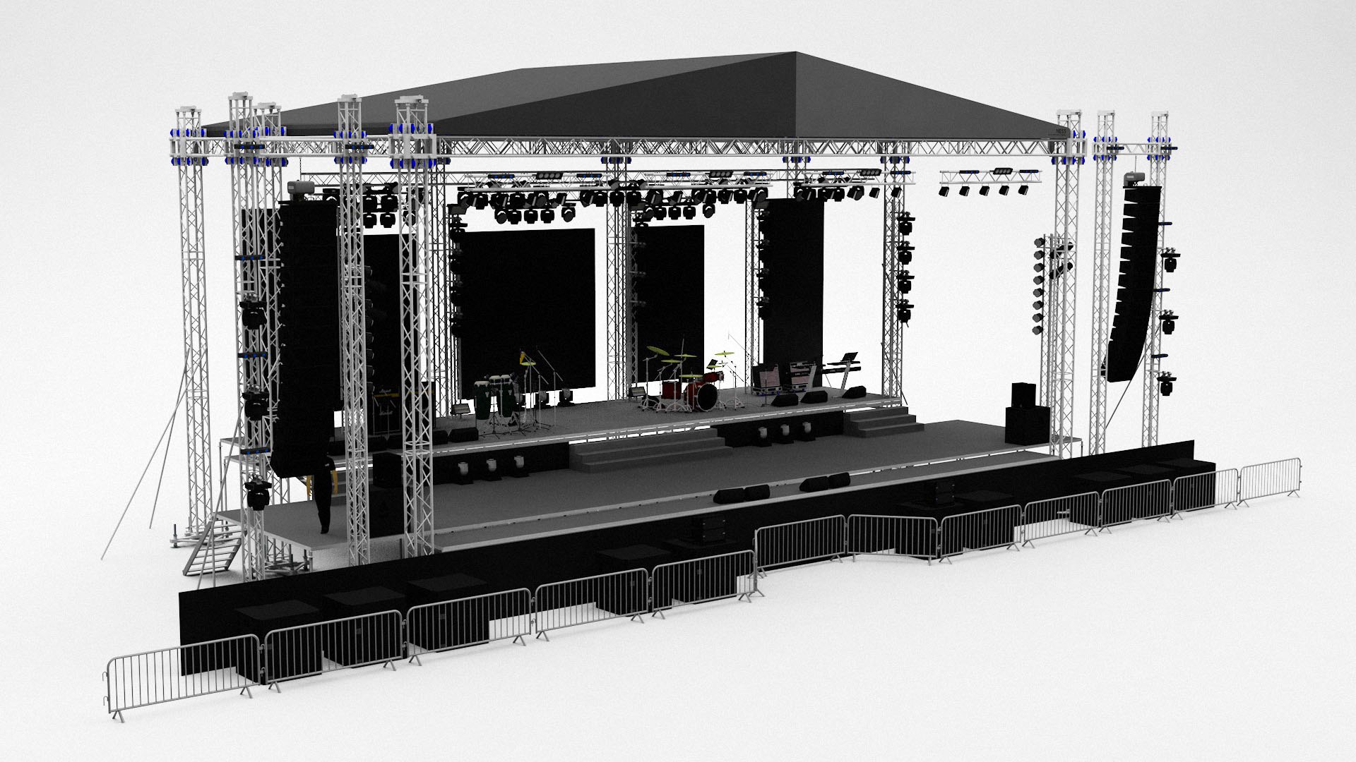 3D Detailed Equipped Festival Stage Model - TurboSquid 2134313