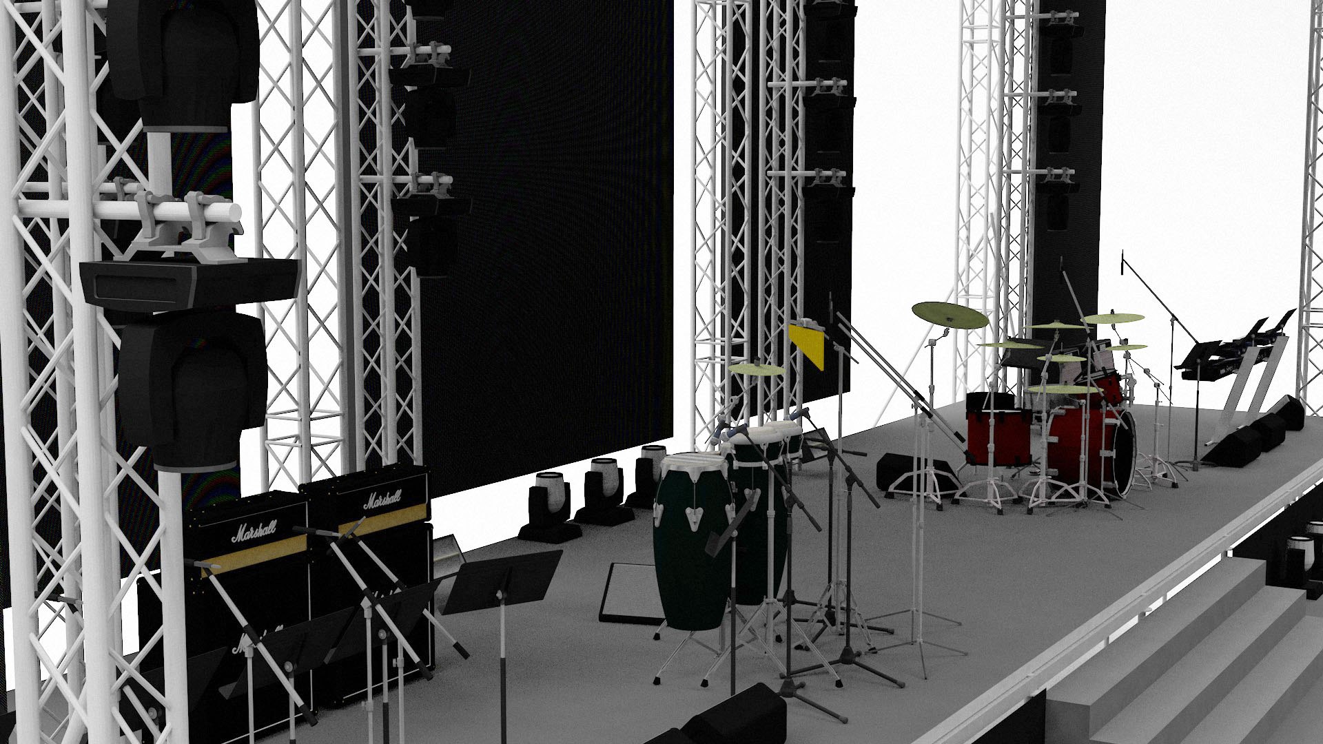 3D Detailed Equipped Festival Stage Model - TurboSquid 2134313