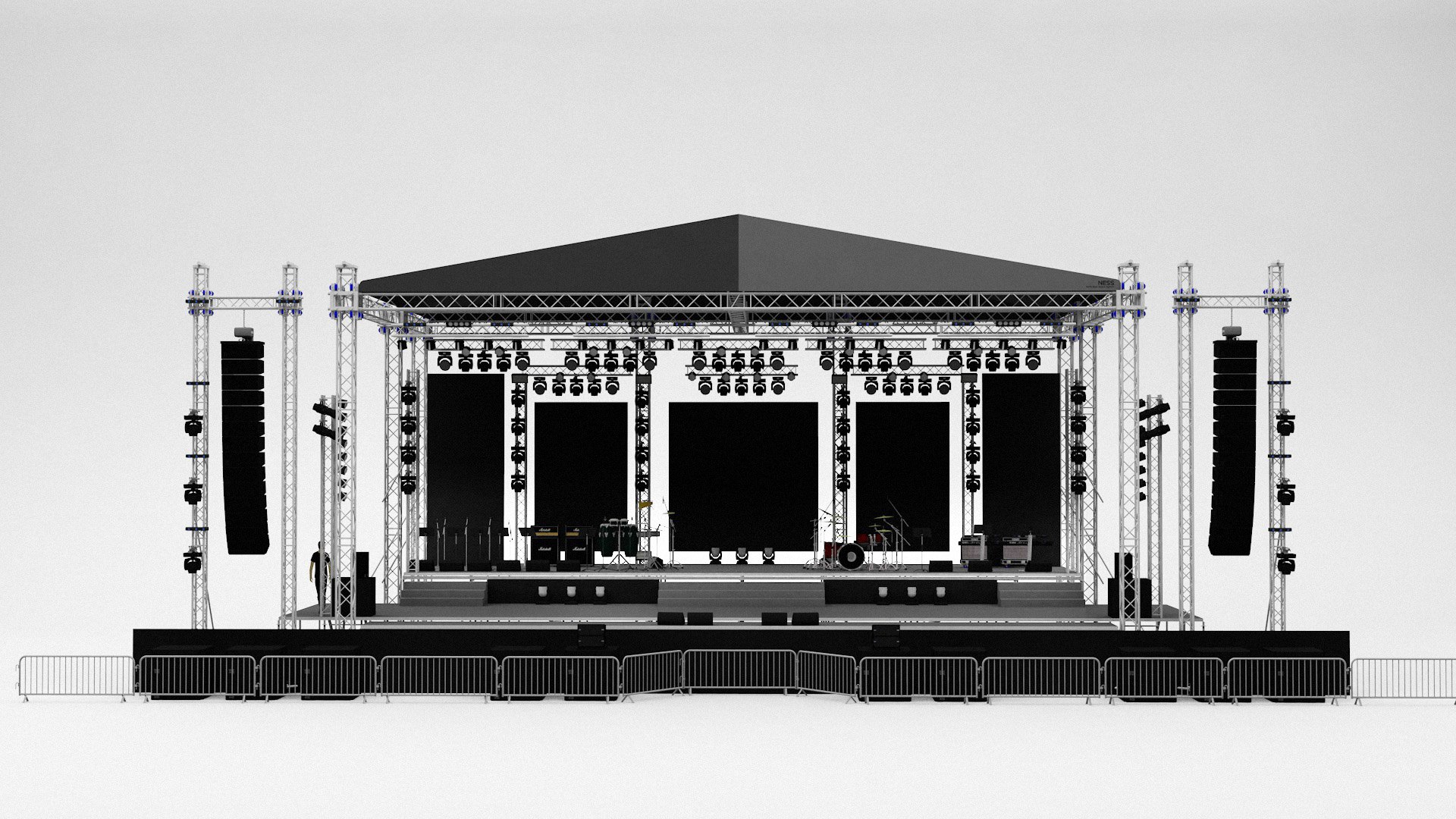 3D Detailed Equipped Festival Stage Model - TurboSquid 2134313