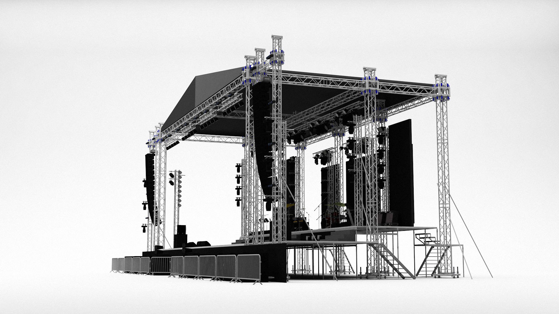 3D Detailed Equipped Festival Stage Model - TurboSquid 2134313