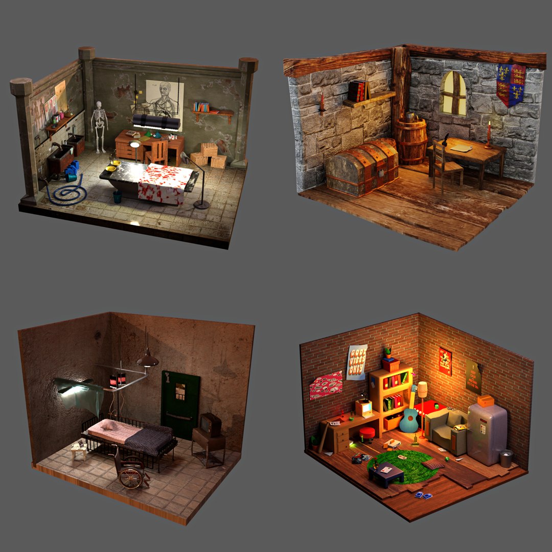 20 High Detailed 3D Isometric Rooms And Scenes Mega Pack 3D ...