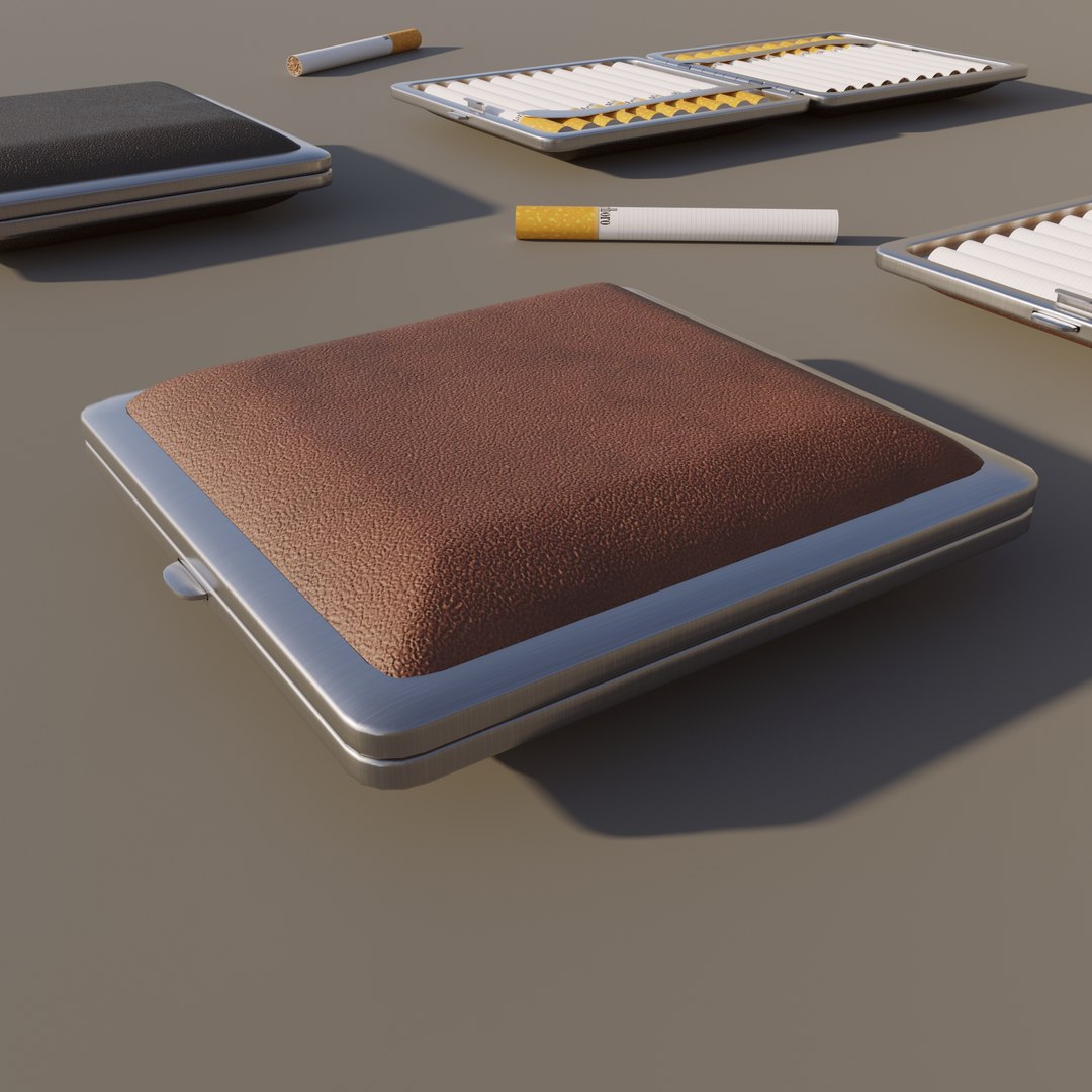 Cigarette Case Leather Closed And Open With 2 Color 3D Model ...