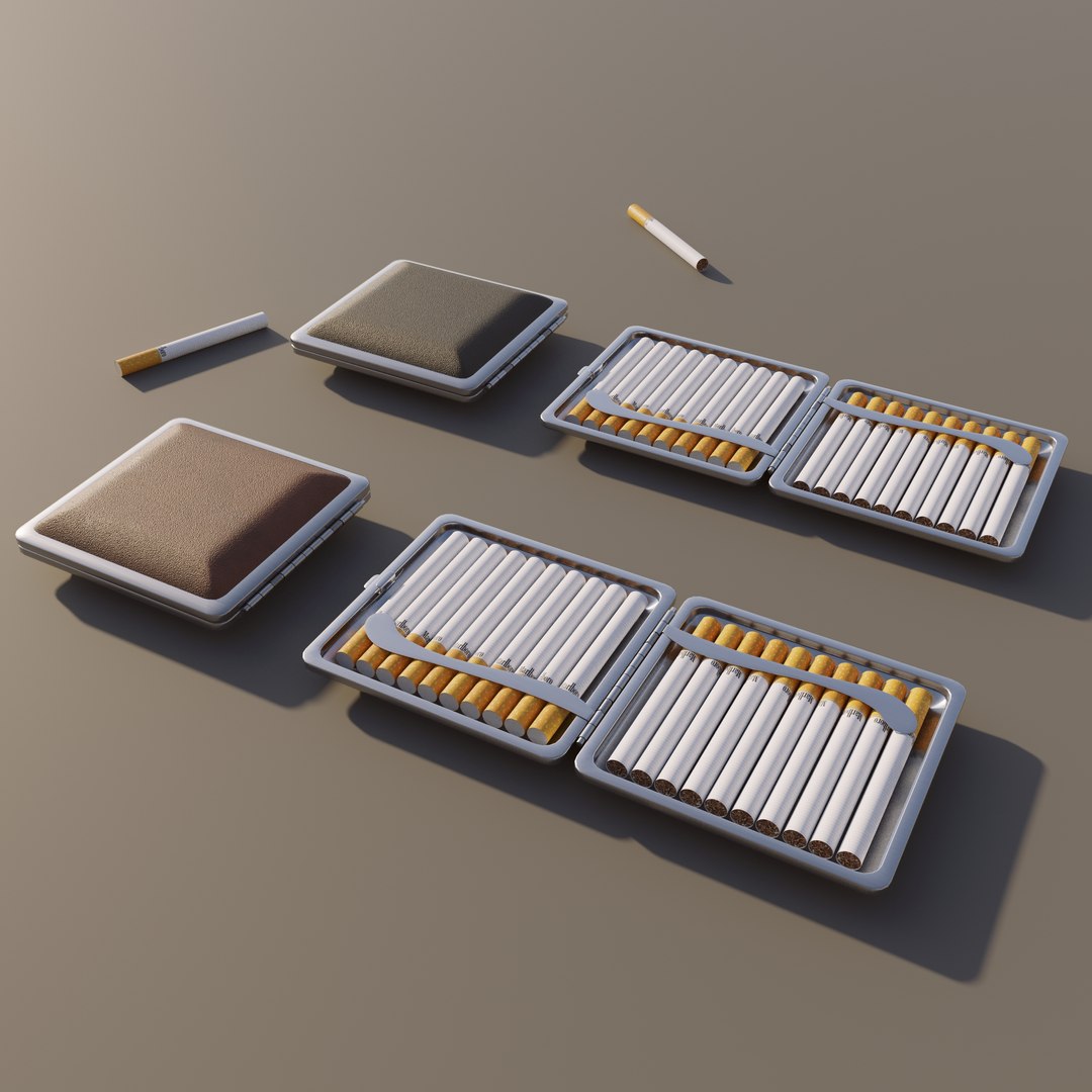 Cigarette Case Leather Closed And Open With 2 Color 3D Model ...