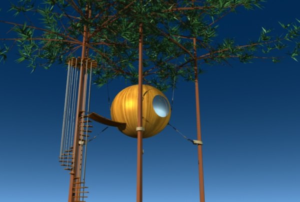 tree sphere house 3d max