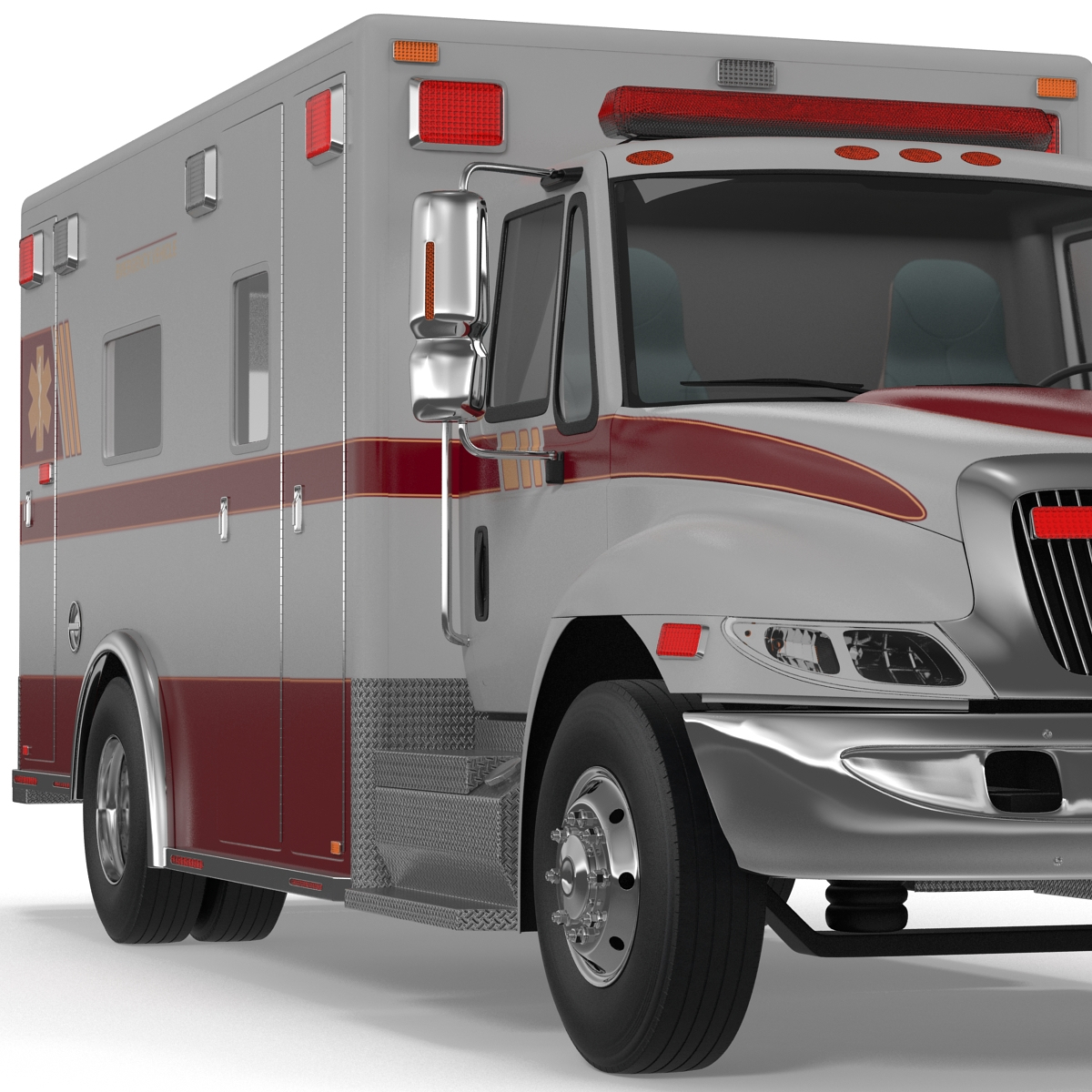 generic ambulance car rigged 3d model