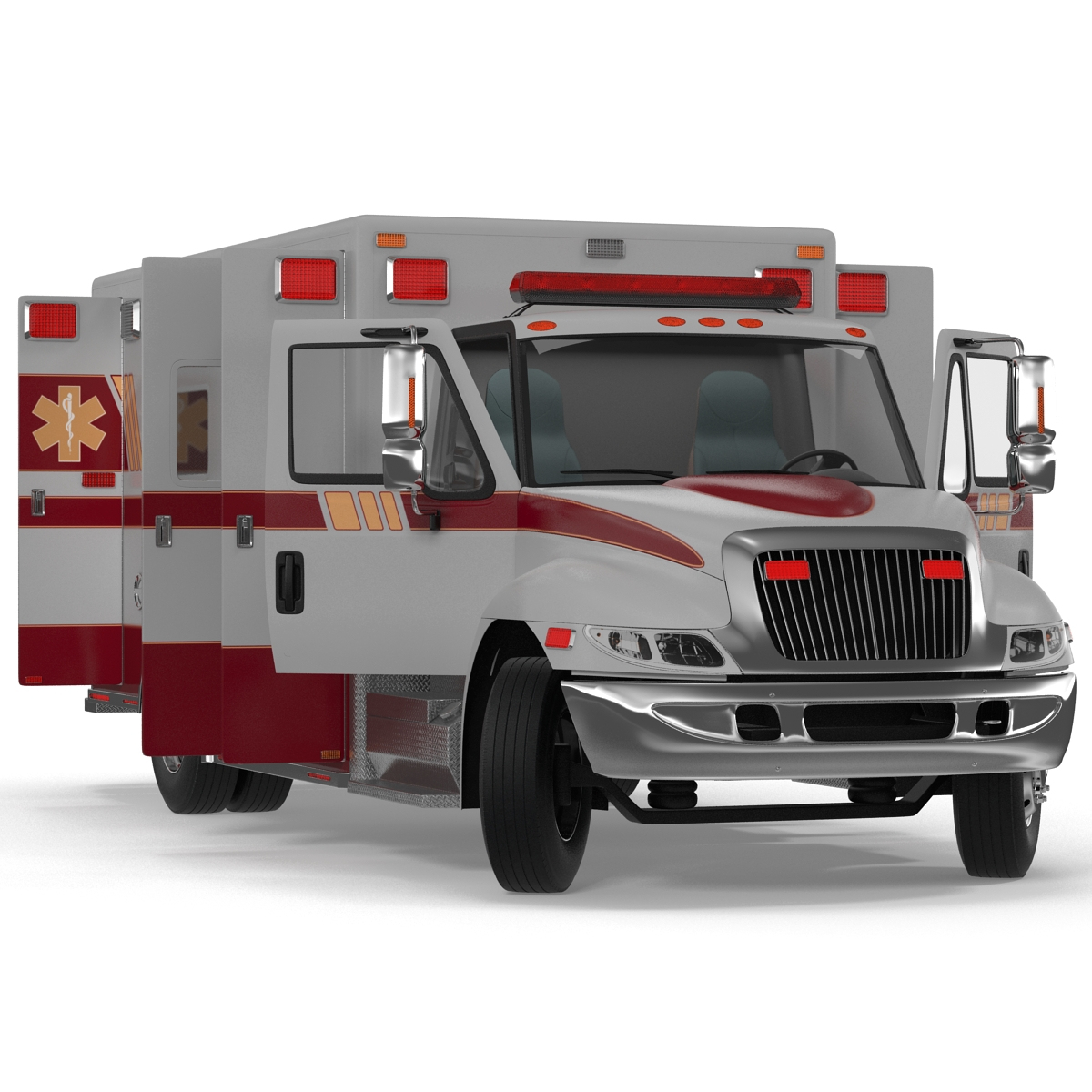 generic ambulance car rigged 3d model
