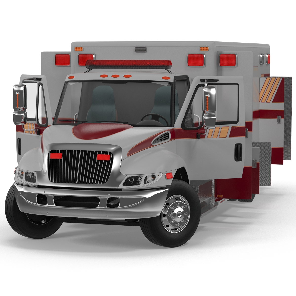 generic ambulance car rigged 3d model