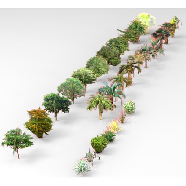trees shrubs plants 3d fbx