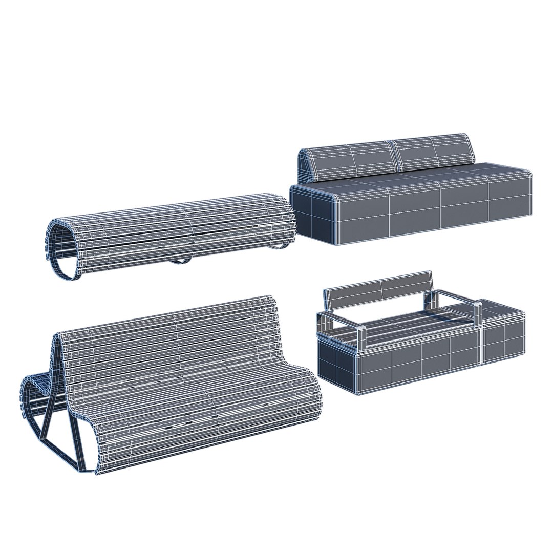 3D Linear Benches Model - TurboSquid 2415219