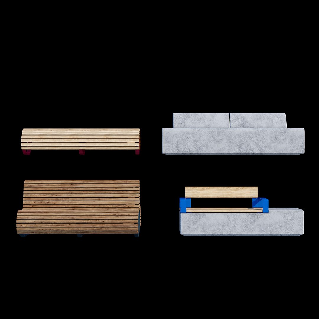 3D Linear Benches Model - TurboSquid 2415219
