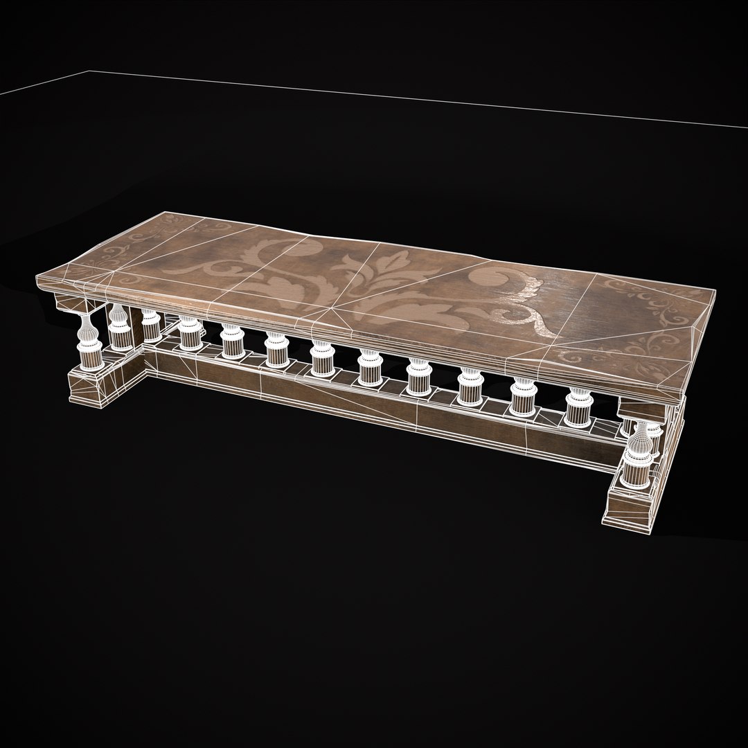 Long Renaissance Table 3D Model - TurboSquid 2052861