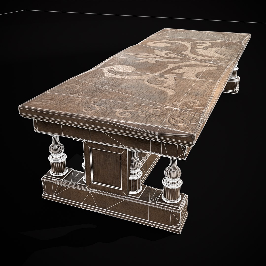 Long Renaissance Table 3D Model - TurboSquid 2052861