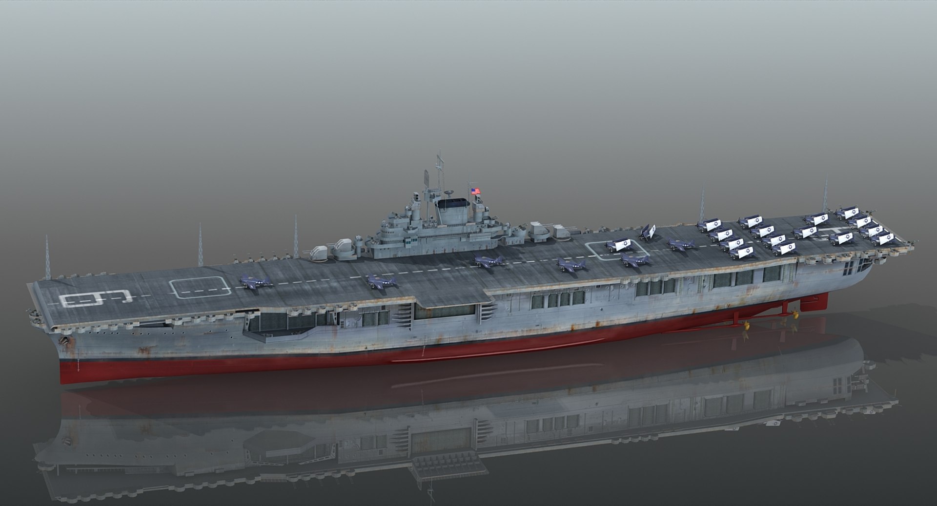 3D uss essex cv-9 cv model - TurboSquid 1411670