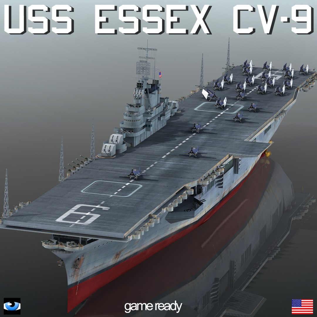 3D uss essex cv-9 cv model - TurboSquid 1411670