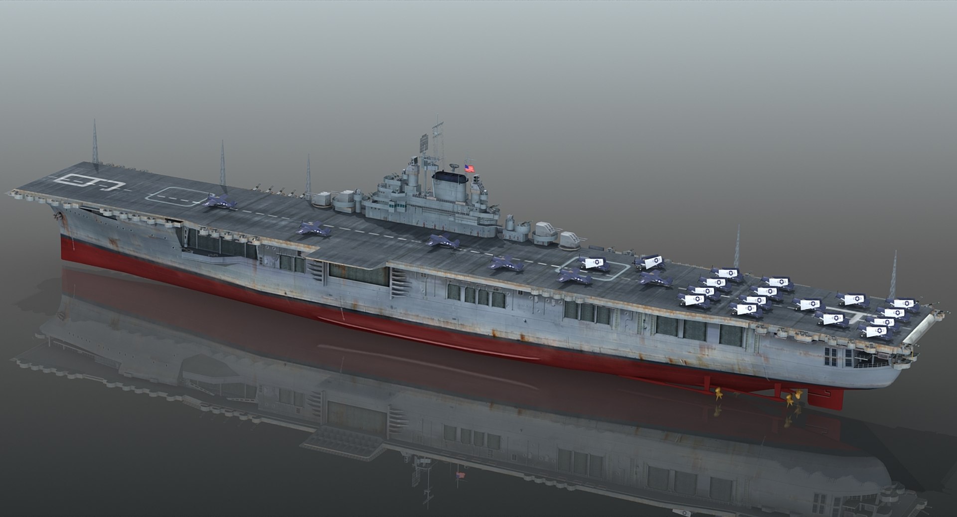 3D uss essex cv-9 cv model - TurboSquid 1411670