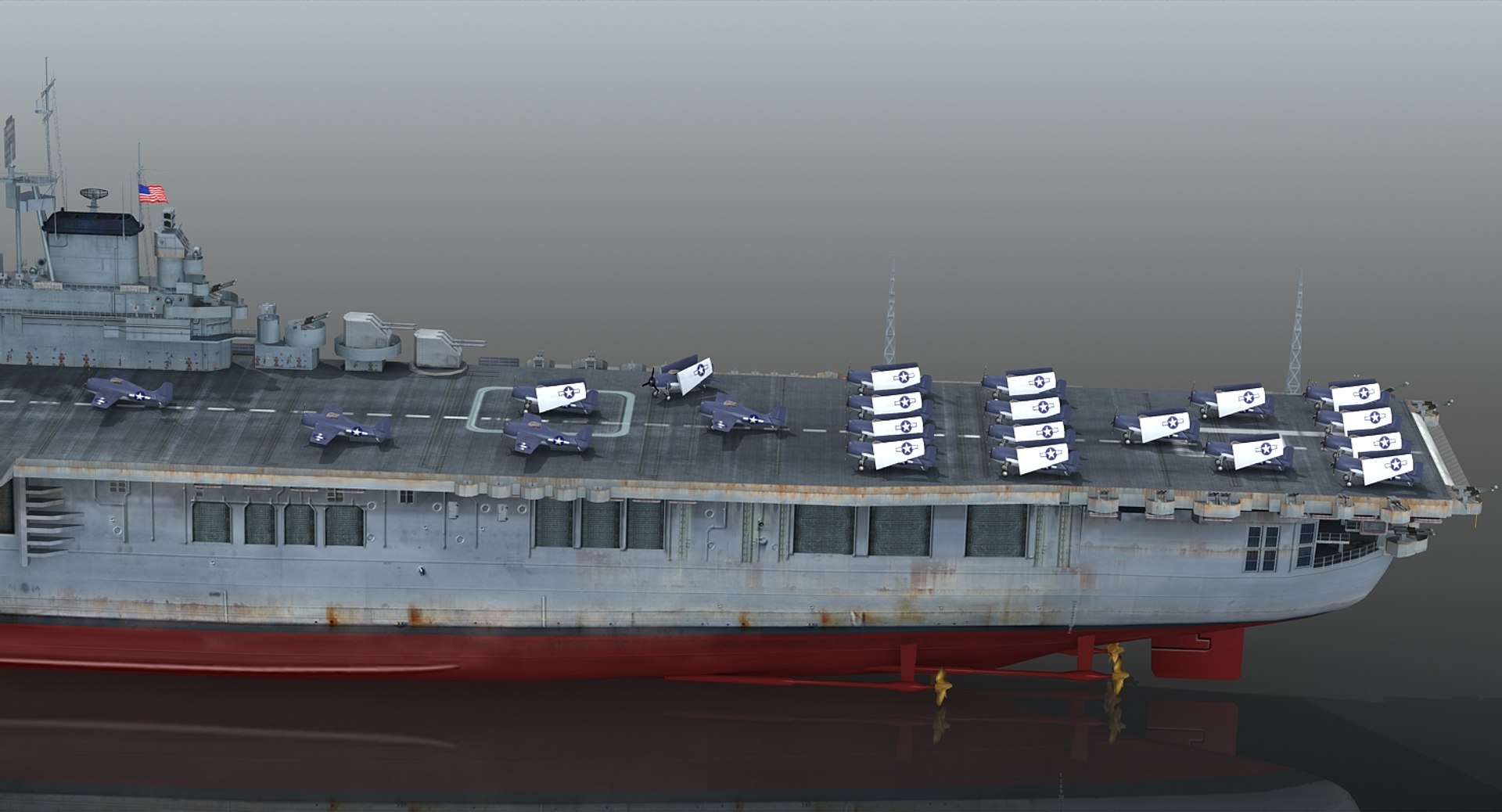 3D uss essex cv-9 cv model - TurboSquid 1411670